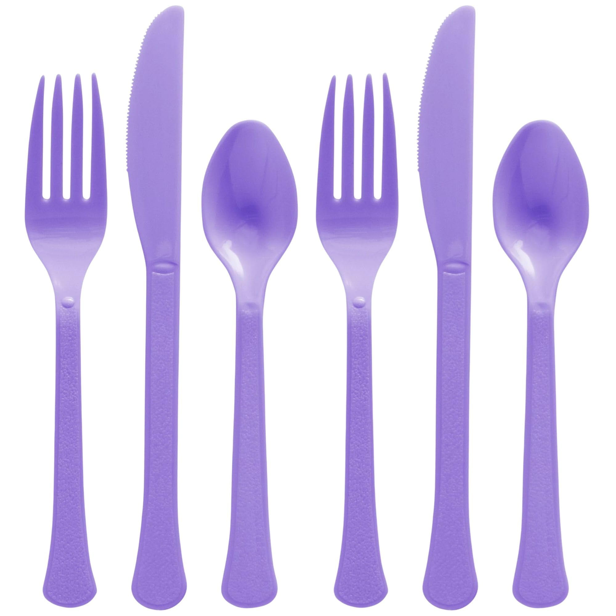 New Purple Plastic Heavy Weight Assorted Cutlery Set (24 Pc.) - Durable ...