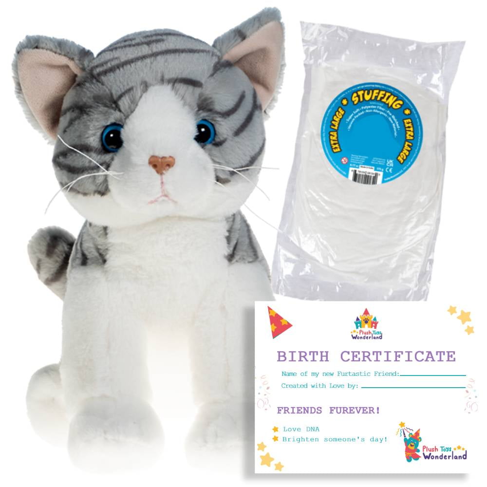 New "Purr-Cilla The Grey Tabby Cat 16-Inch DIY Plush Kit with Birth ...