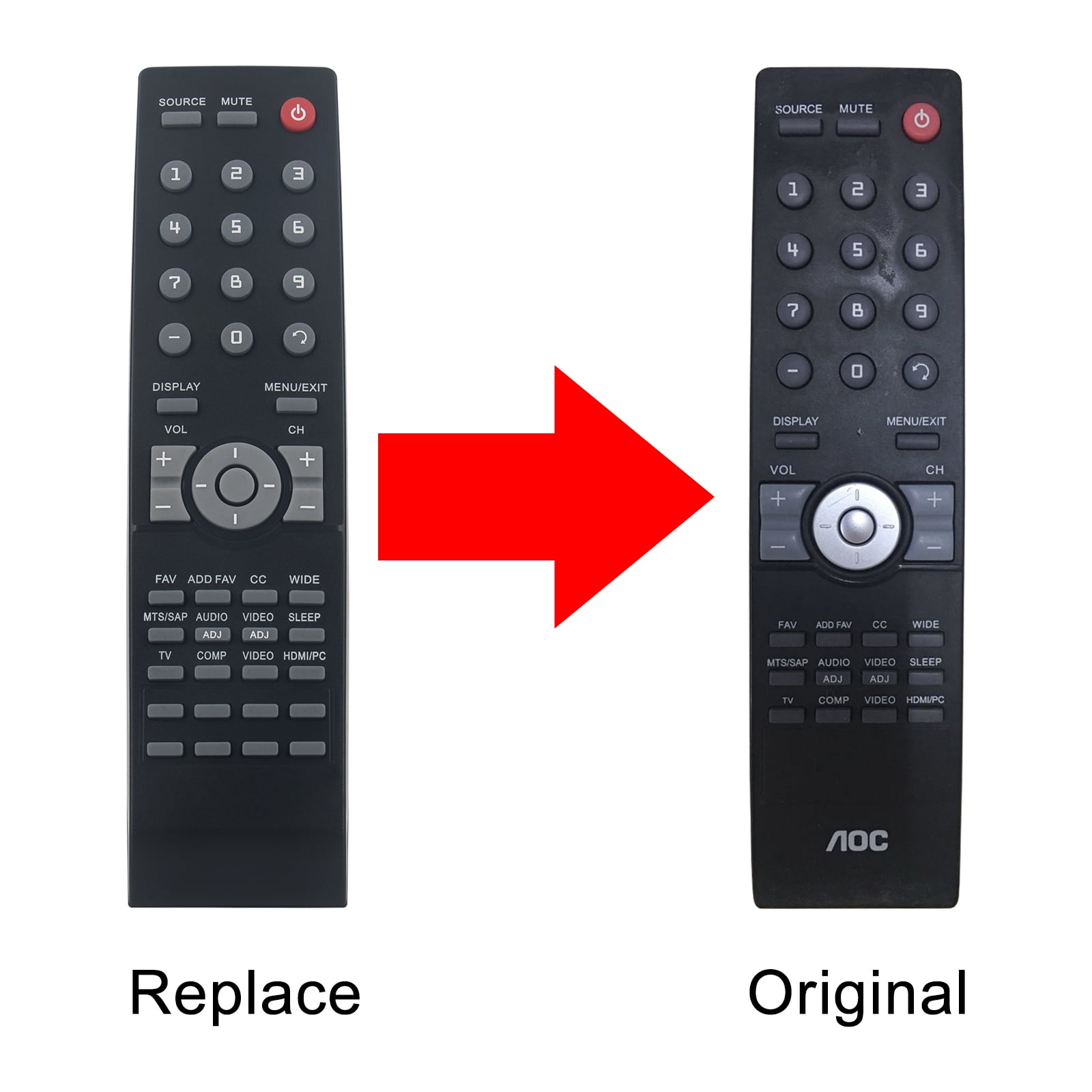 New RC2443801/01 Replace Remote Control fit for AOC TV L19W961 L22W961 ...