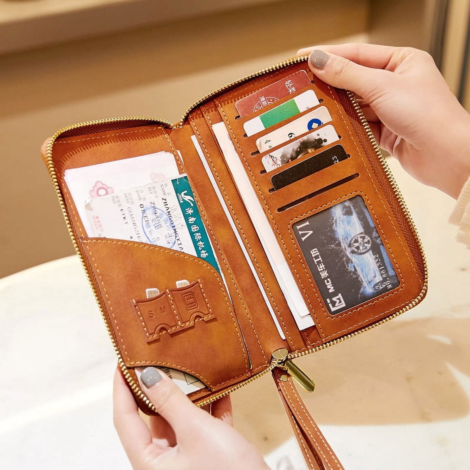 New Rfid Passport Clip Anti Theft Brush Multi Functional Travel Phone Wallet Card Bag Zipper