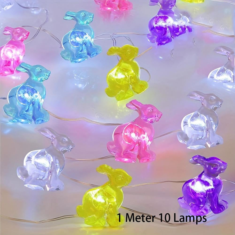 New Rabbit 1M 10 Lamp Acarrot Rabbit Shape Easter Decoration Light String 3D Easter Egg Battery ...