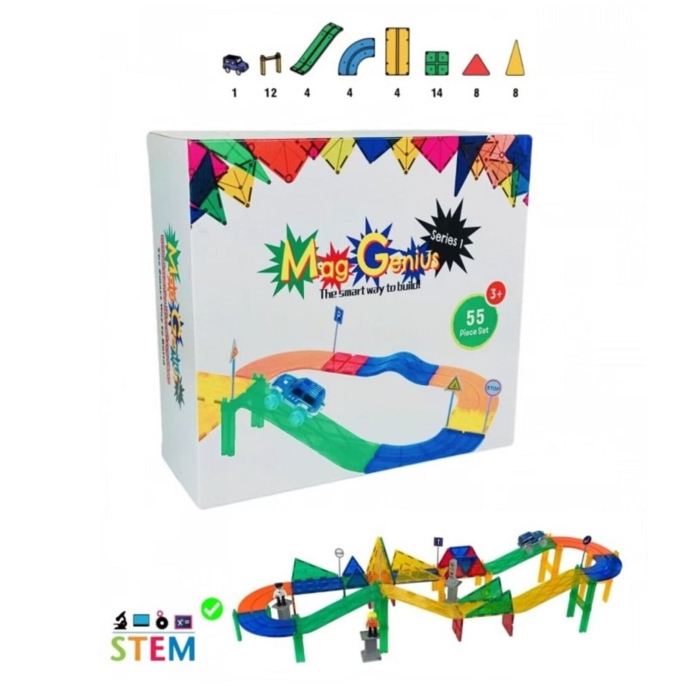 New Racing Magnet Racing Set Includes 8 Road Sign 2 People 55 Pieces ...