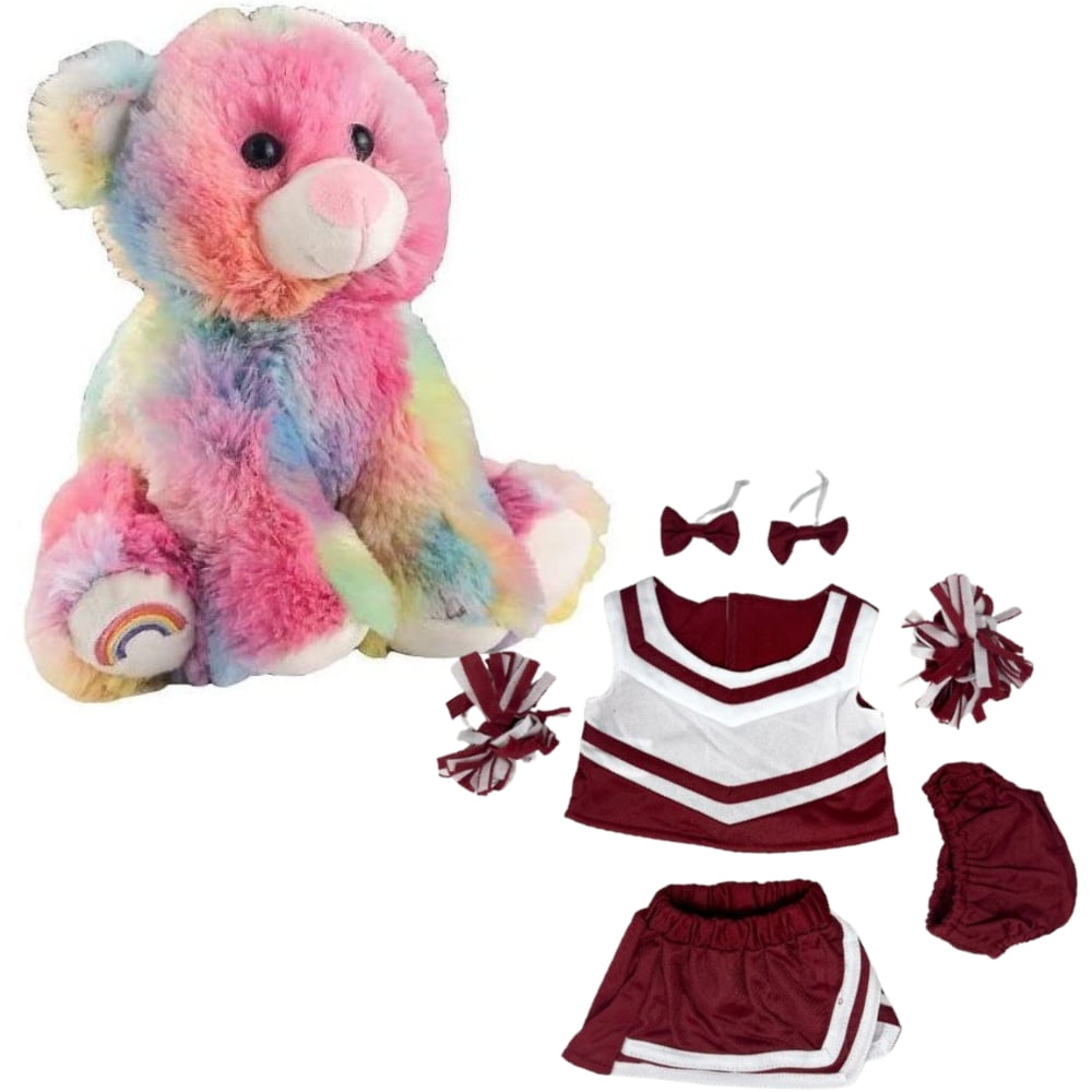 New Rainbow Bear 8-Inch Stuffed Toy with Red and White Cheerleader ...