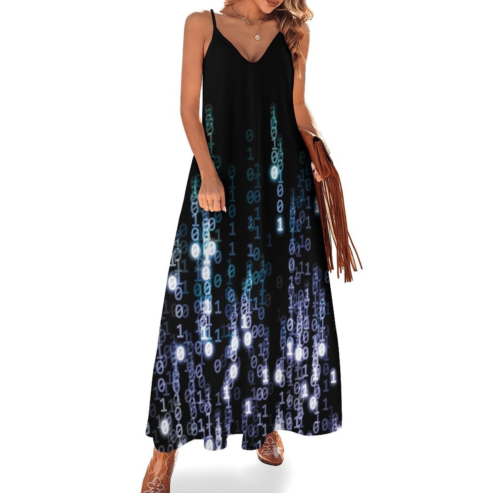 New Raining Matrix of Lavender and Green Sleeveless Dress women's ...