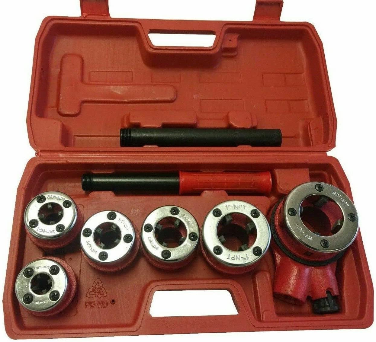 New Ratchet Ratcheting Pipe Threader Kit Set w/ 6 Dies and Storage Case ...