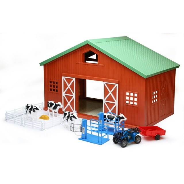 New Ray Country Life Extra Large Multi-Color 1:18 Scale Dairy Barn w ...