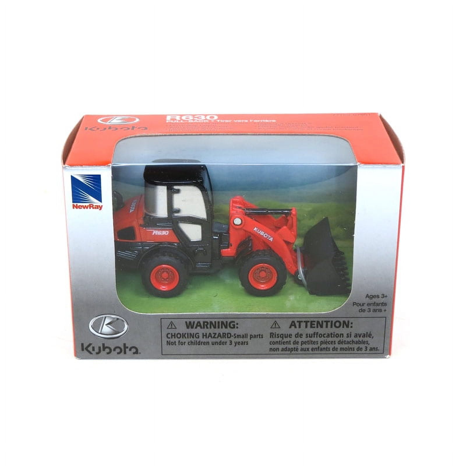 New Ray Toys Kubota R630 Wheel Loader, Plastic, Pull Back Action, 4in ...