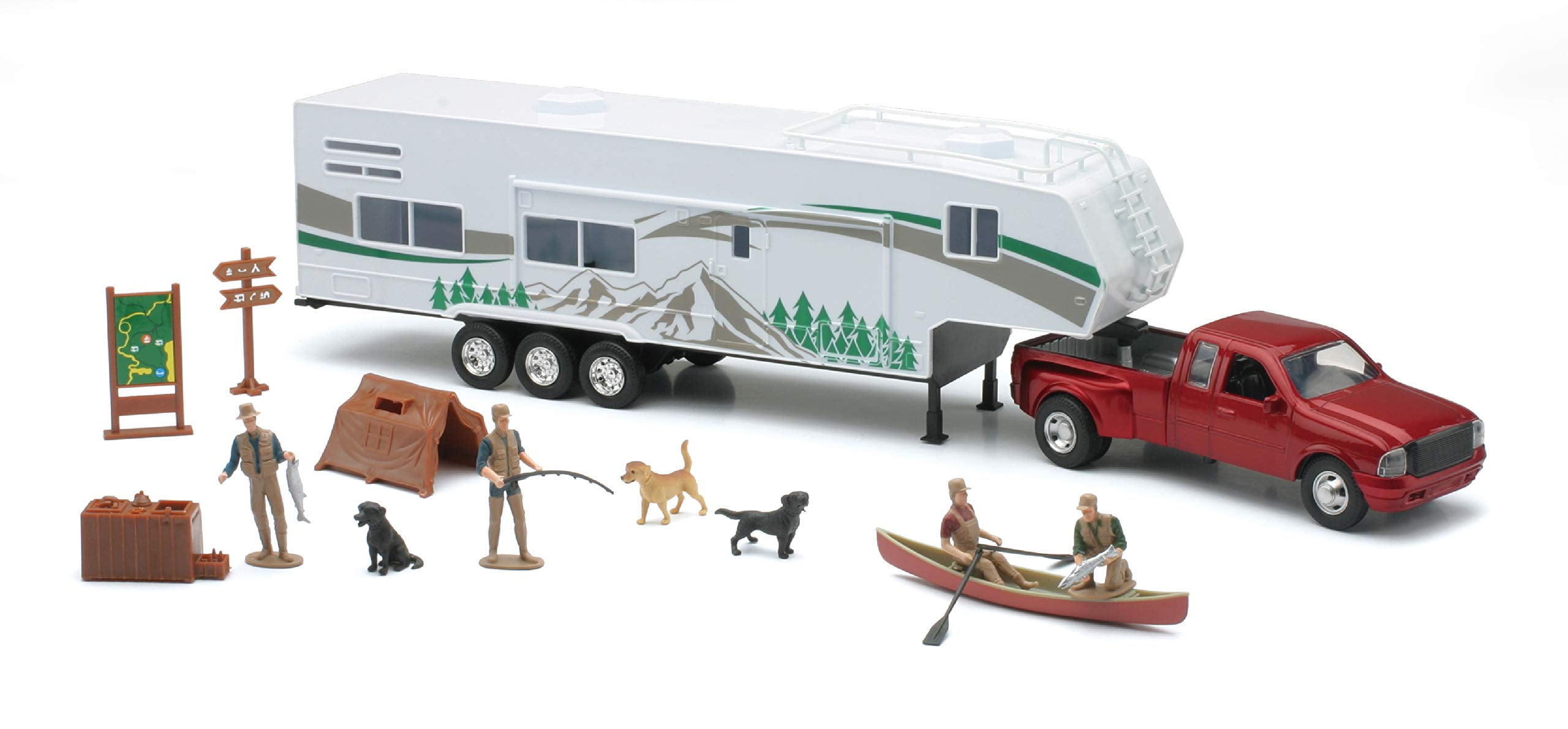 New Ray Toys Fifth Wheel Camping Set, Diecast Ford Pickup Truck, Camper ...