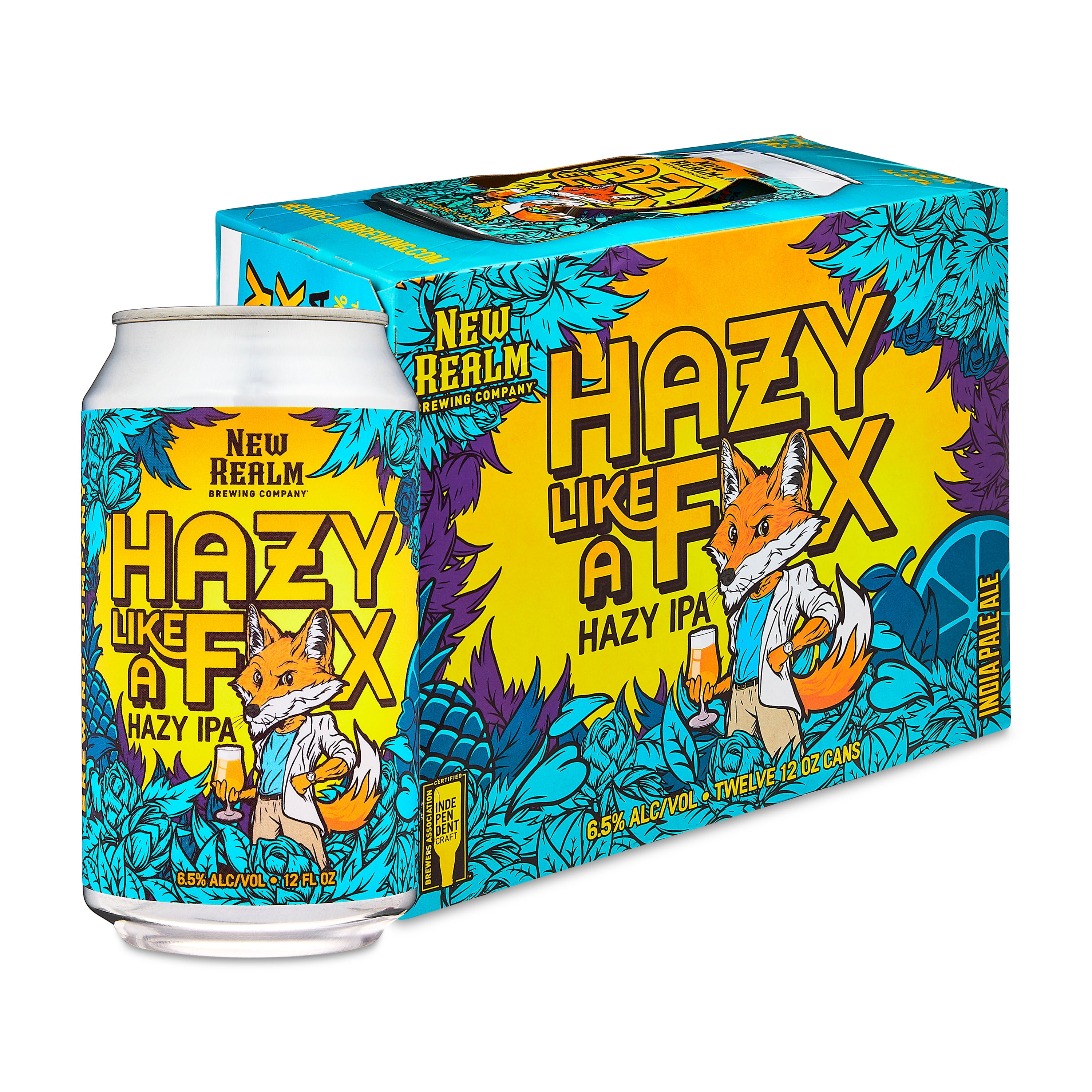 New Realm Hazy like a Fox IPA Craft Beer, 12 fl oz, 12 Pack Cans, 6.5% ...