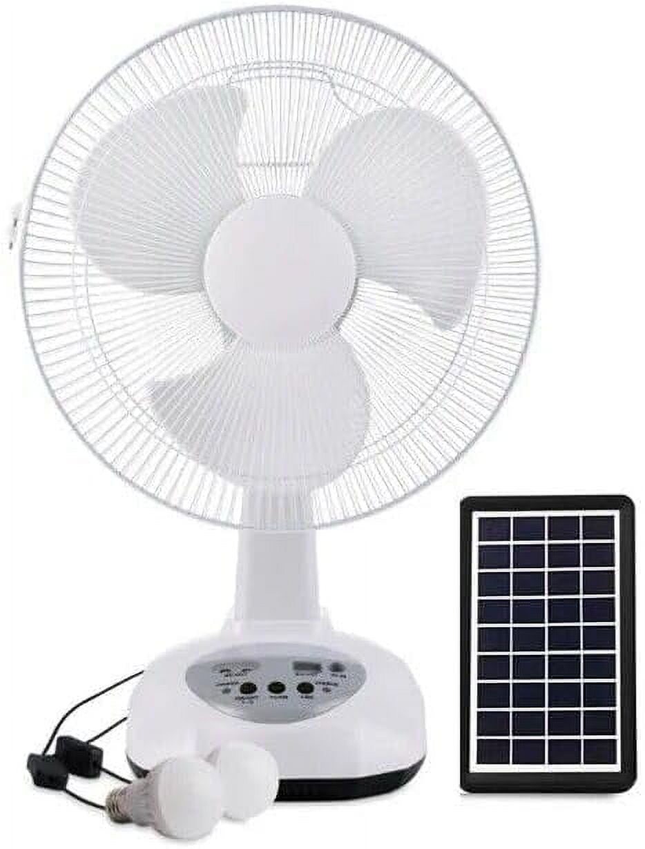 New Rechargeable Fan With solar panel, USB port,LED light and 2 Free ...