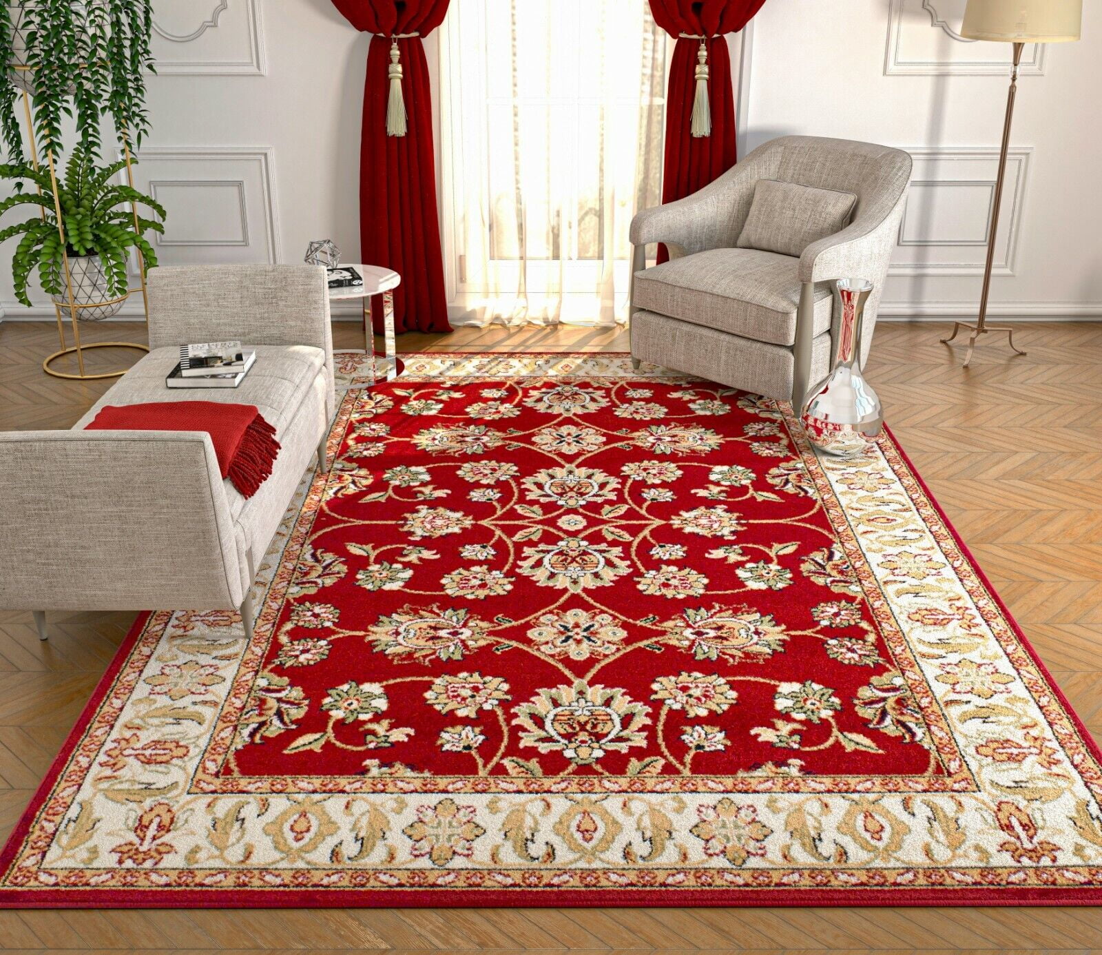 New Red Area Rugs 8x10 Living Room Rugs Floor Oriental Carpet ...