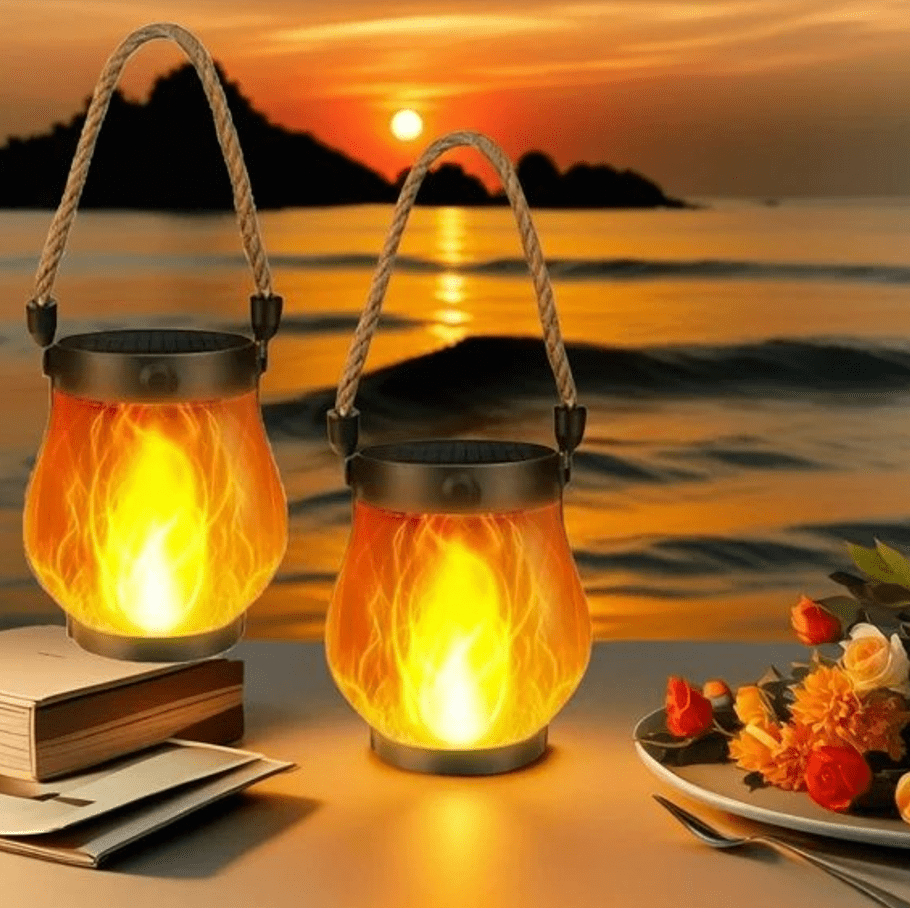 New Release! 2PC Dancing Flame Solar Lantern Outdoor Lights, Outdoor ...