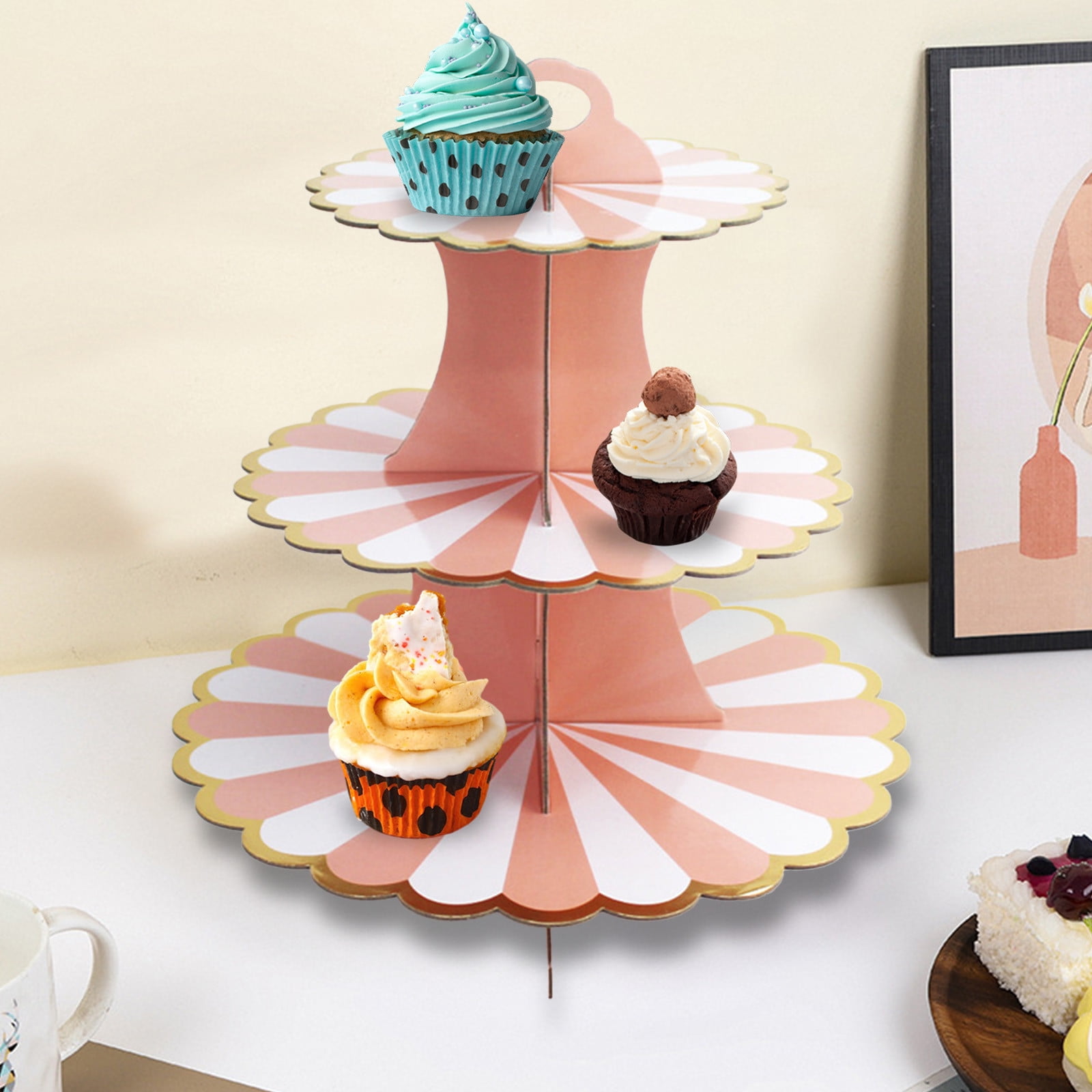 New Release, 3 Tier Paper Foil Cake Stand, Birthday Party Event ...