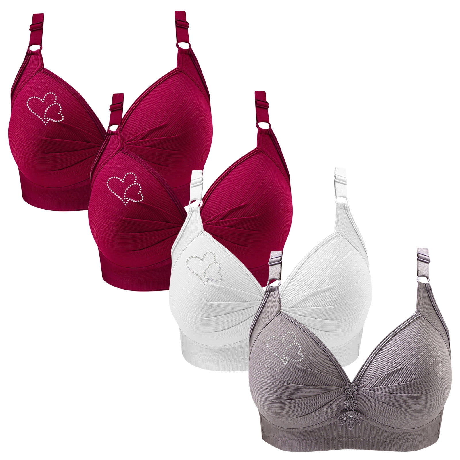 New Release, Large Size Daily Bra, 4PC Women's Underwear, Gathered ...