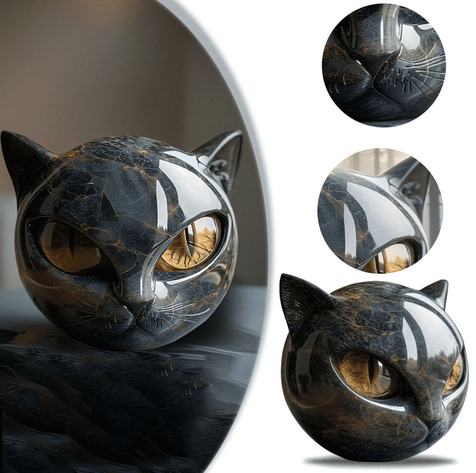 New Release! Luxury Black Cat Stone Sculpture 2.76 In Black Cat Statue ...