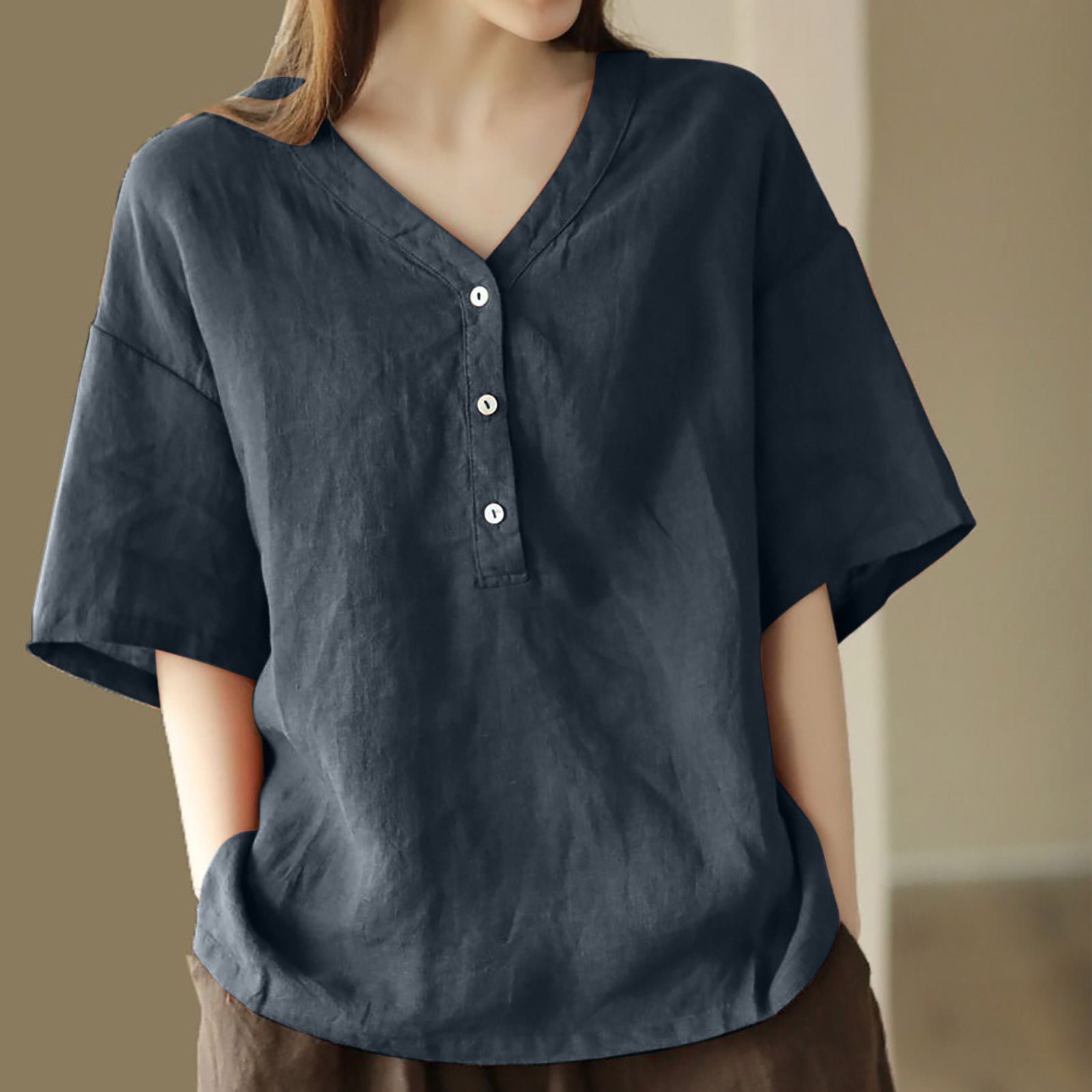 New Release, Retro Embroidered Blouse, Round Neck, Short Sleeved, Five ...