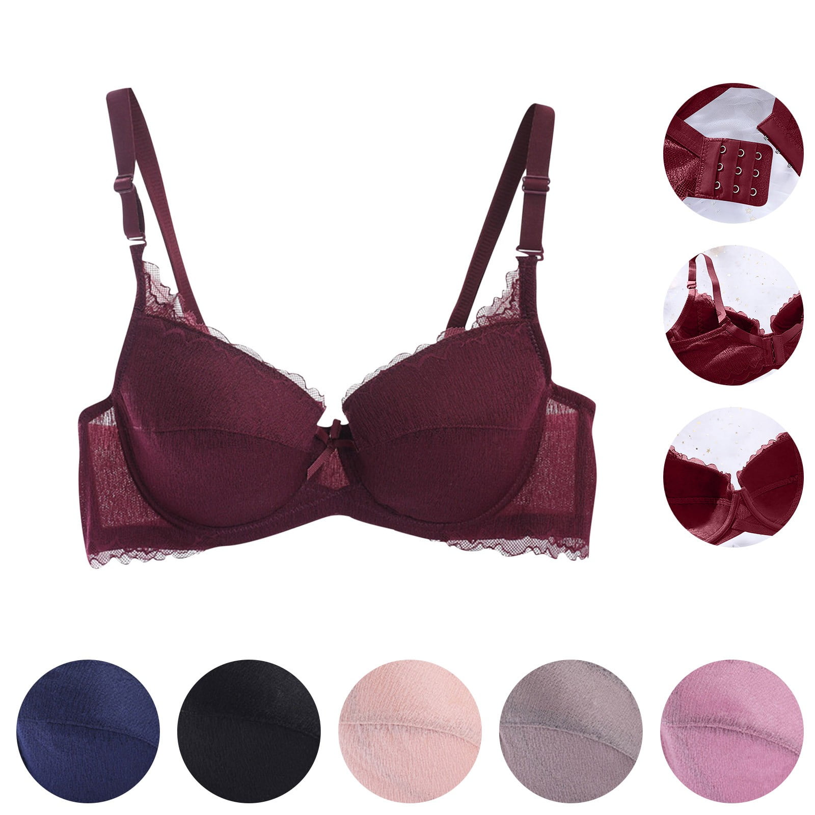 New Release, Women's Sexy Oversized Bra, Thin Wire, No Padding, Lace Detail, Large Bust, appears ...