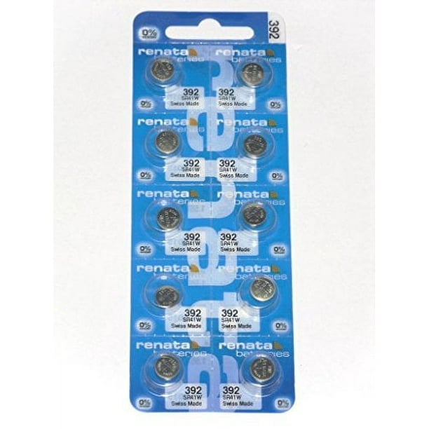 New Renata 10 Pcs/ 1 Card Silver Oxide Battery SR41SW, 392 - Walmart ...