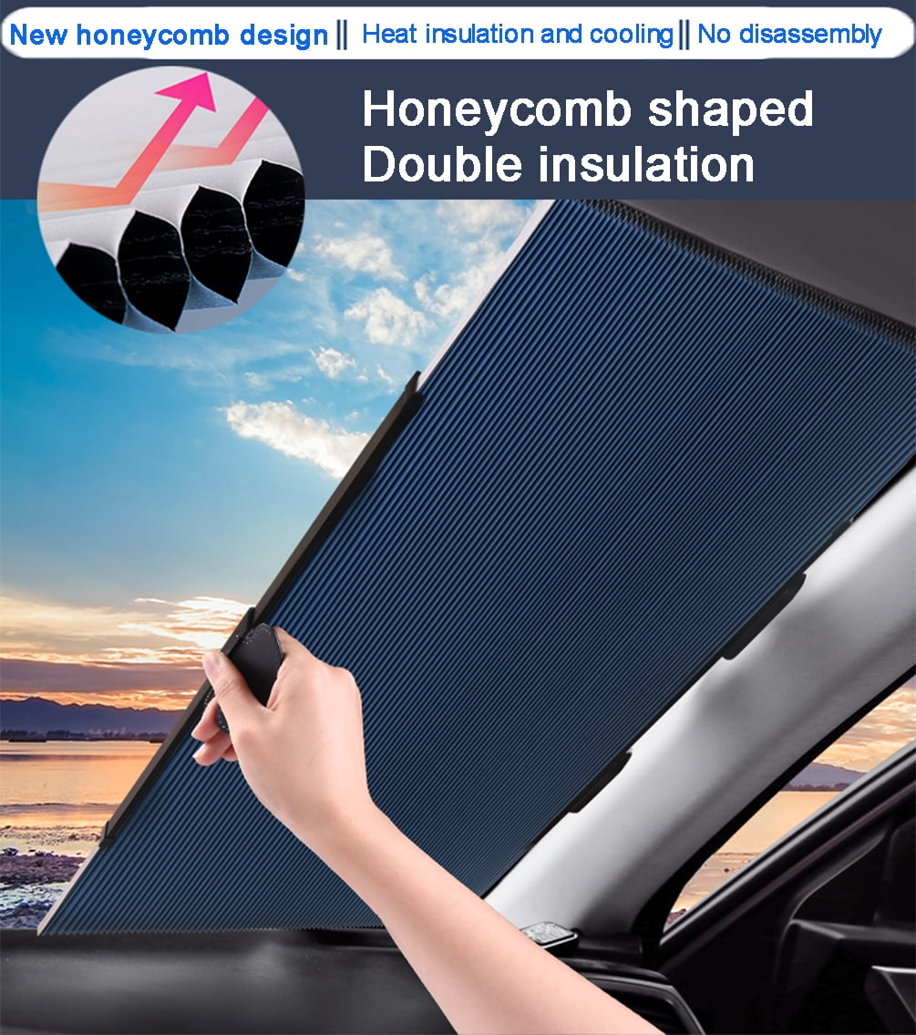 Universal Retractable Sunscreen for Cars, Blocks 99% UV, Fits Various ...