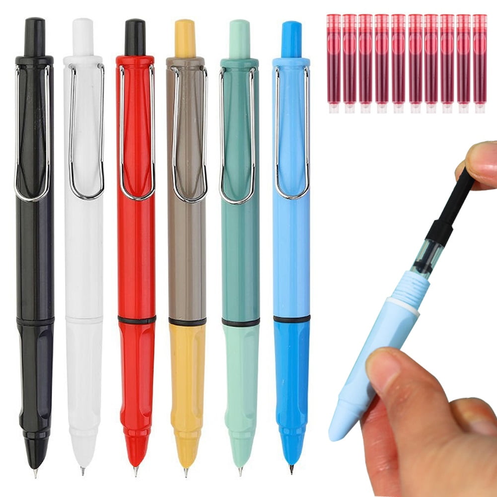 New Retractable Fountain Pen, Press Type Refillable Ink Writing Pens ...