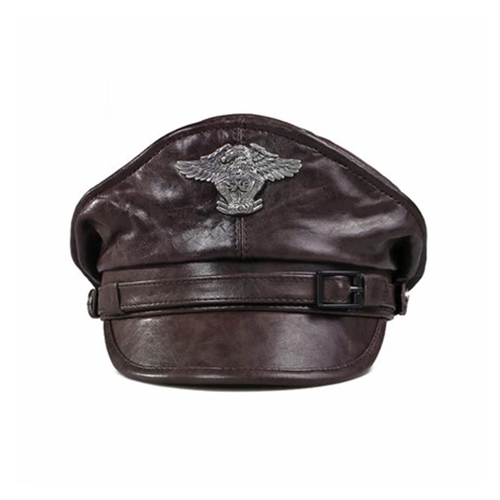 New Retro German Caps For Men Male Genuine Leather Flat Top Hats ...