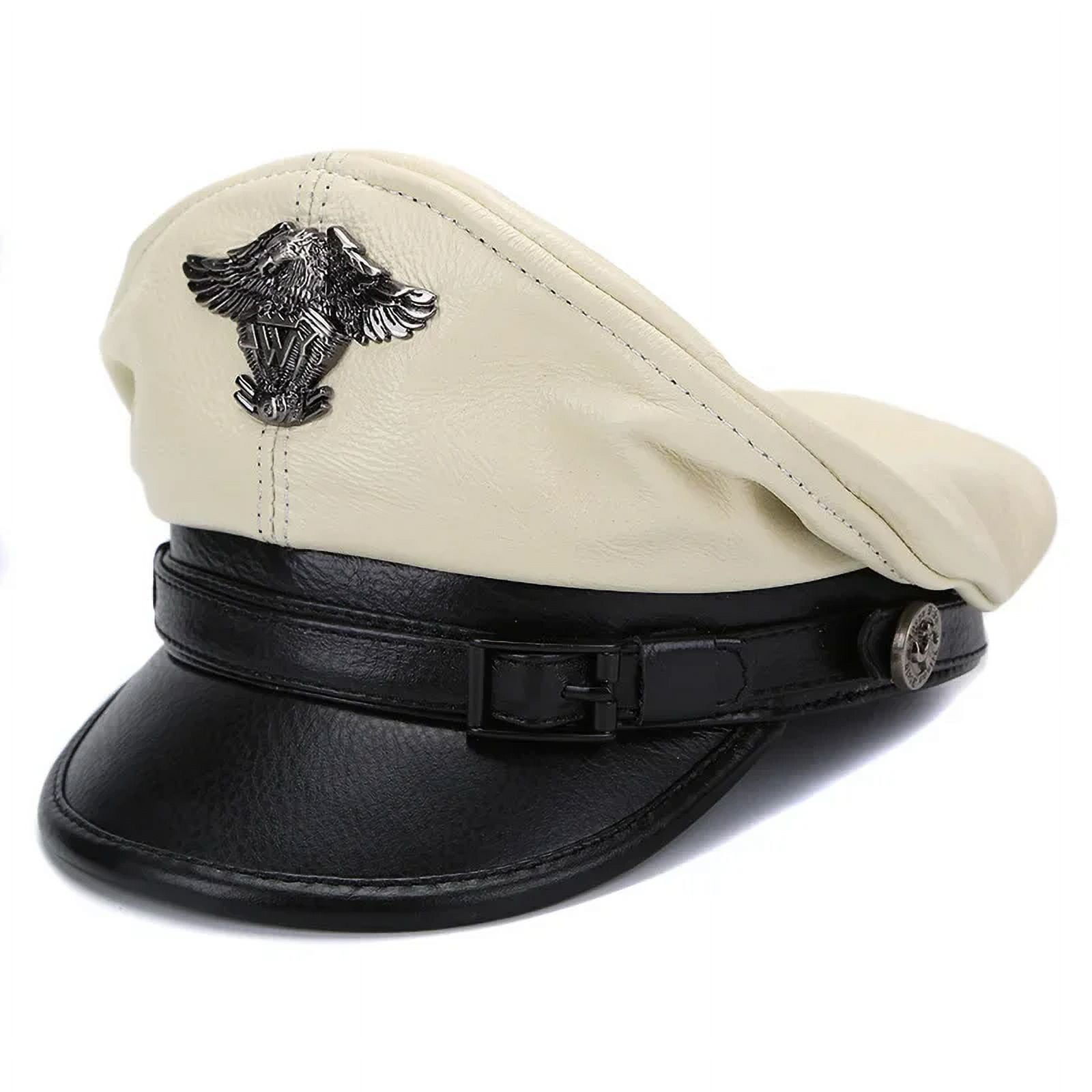 New Retro German Military Caps for Men Male Genuine Leather Flat Top ...