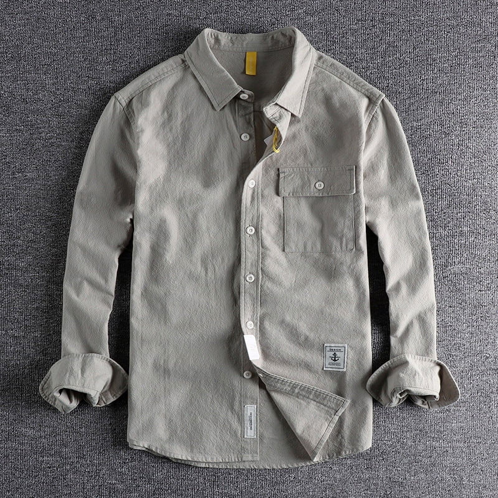 New Retro Washed Texture Long-sleeved Shirt For Men - Walmart.com