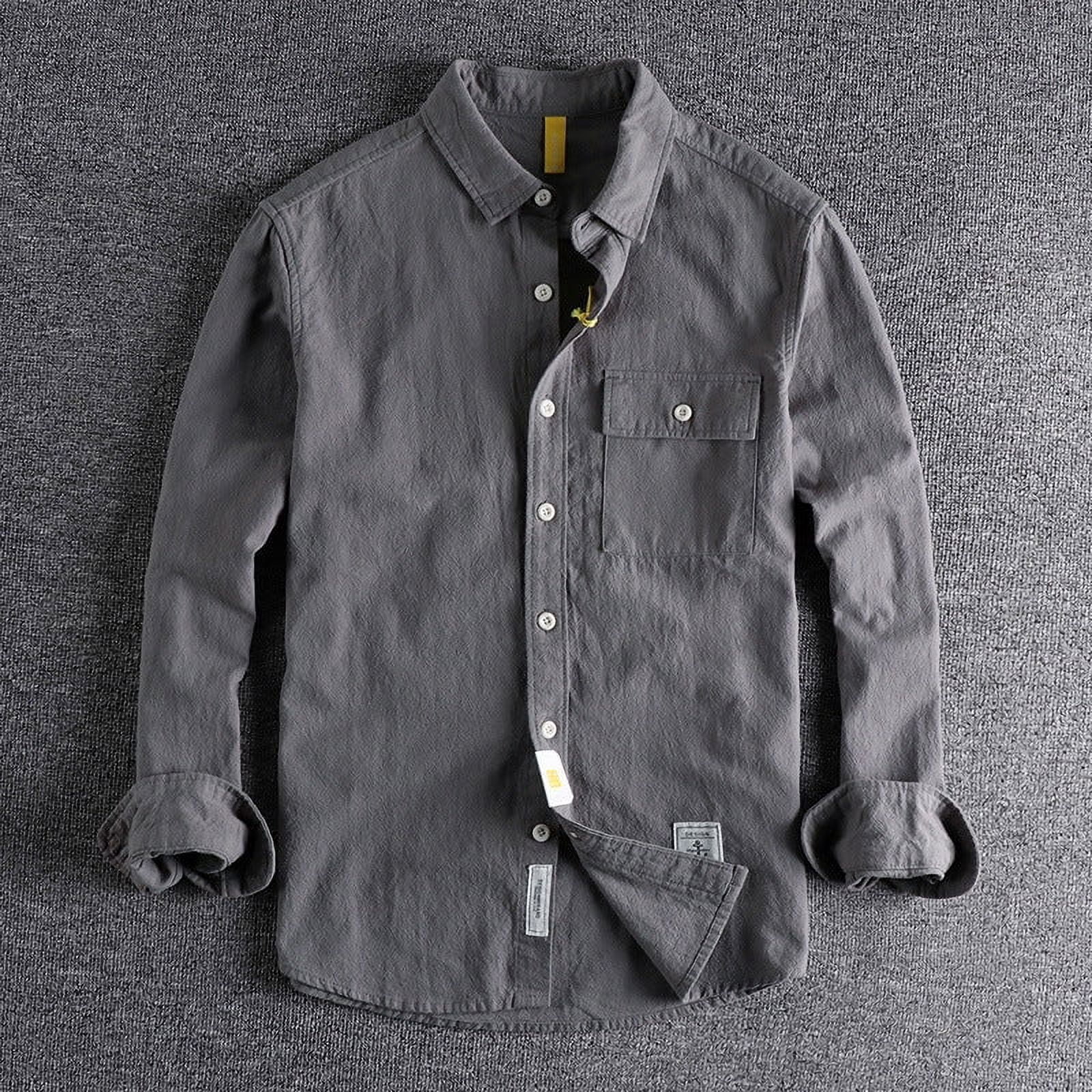 New Retro Washed Texture Long-sleeved Shirt For Men - Walmart.com