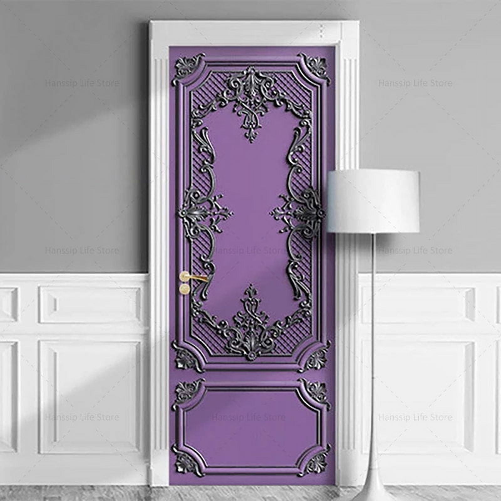 New Retro Wooden Door Stickers Wrap The Whole Door Matte PVC Material ...