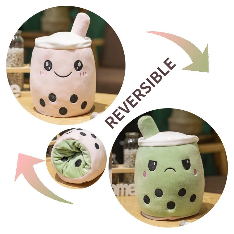 New Reversible Boba Plush Toys Double-Sided Bubble Tea Soft Doll ...