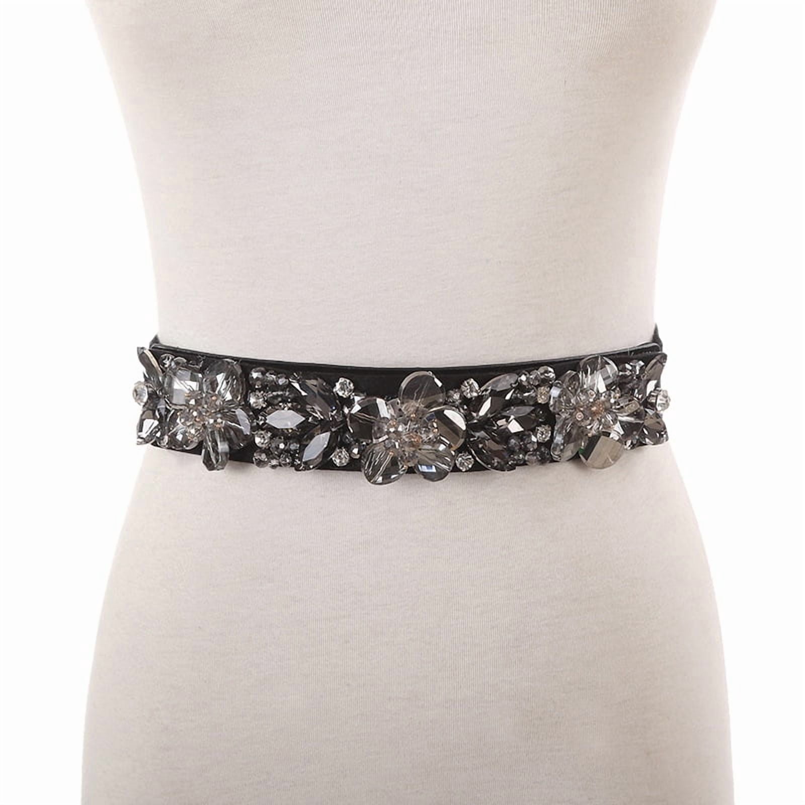 New Rhinestone Elastic Belt for Women Dresses Full Crystal Gem Black ...