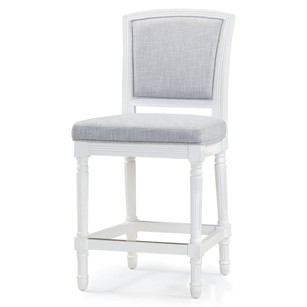 New Ridge Home Goods 26" White Counter-Height Bar Stool with Gray ...