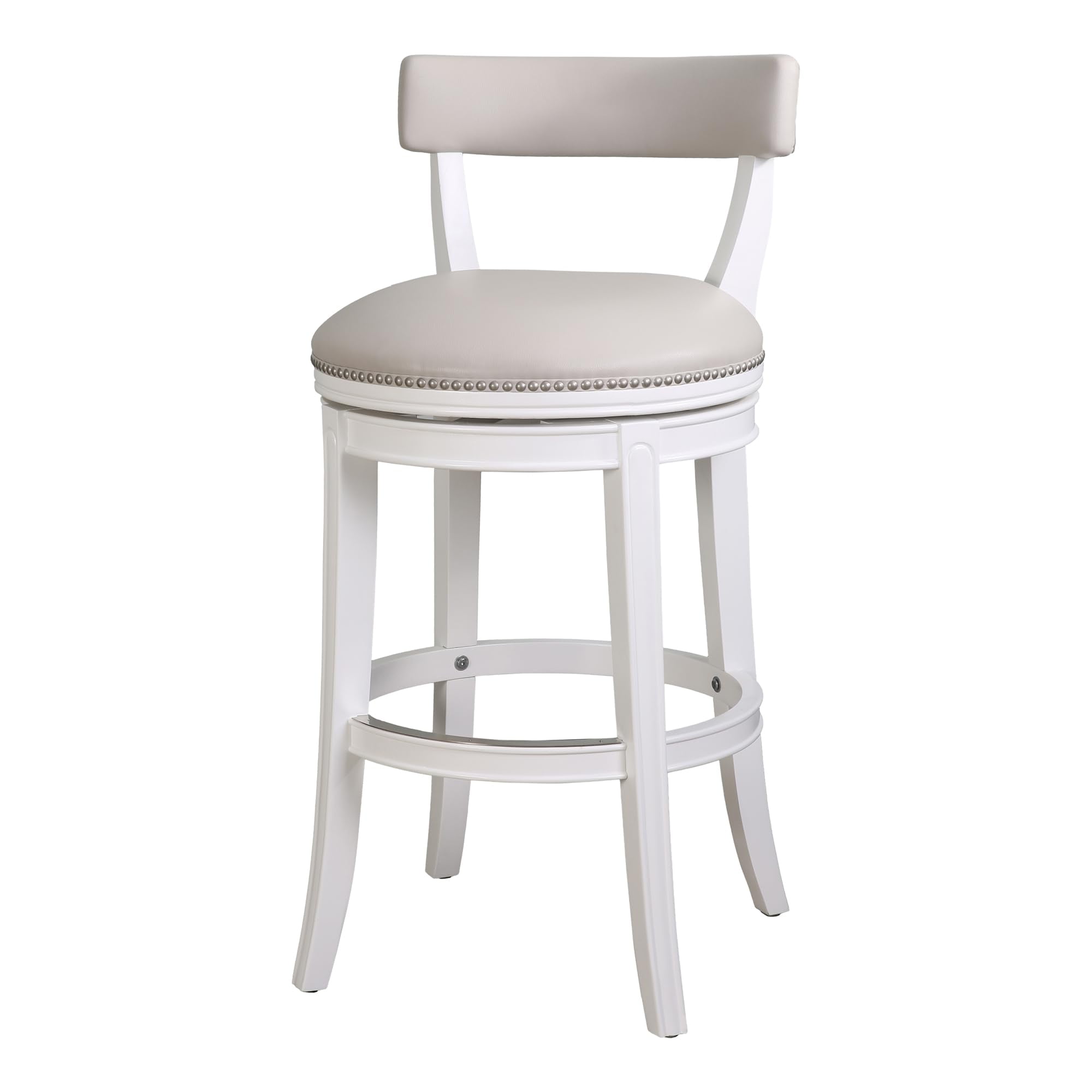 New Ridge Home Goods Pasha 31" Bar Stool, White Wood with Gray Faux ...