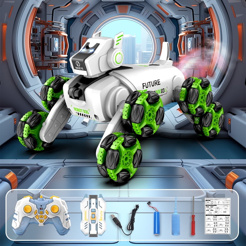 New Robot Toys Electric Dual Remote Control Toys Intelligent Machine Dogs Eight Wheeled Stunt ...