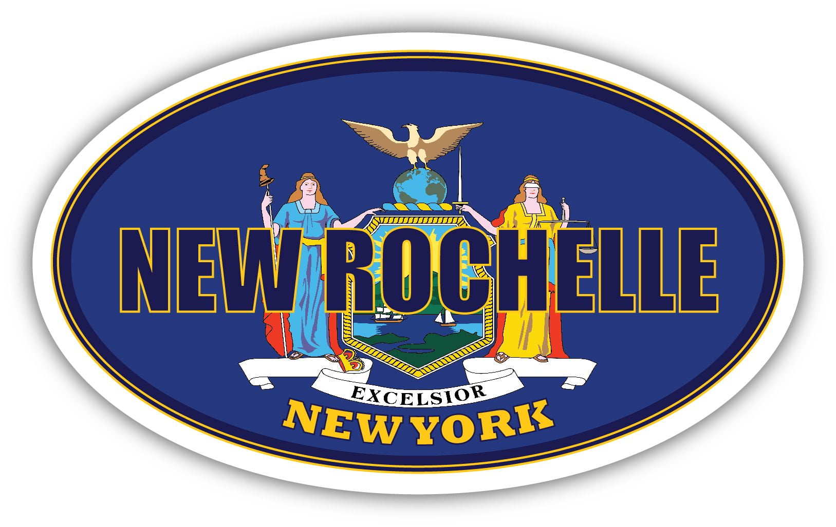 New Rochelle City New York State Flag | NY Flag Westchester County Oval ...