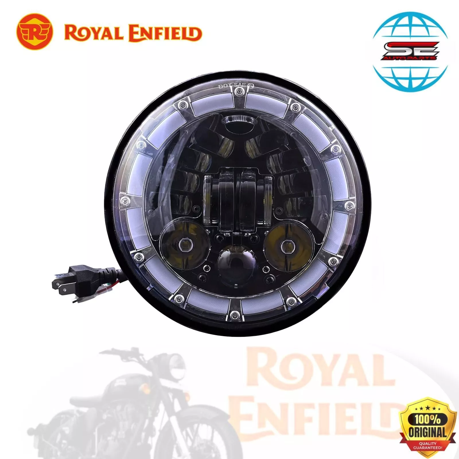 New Round Led Headlight 7" For Royal Enfield Hunter 350 Meteor 350 Thar ...