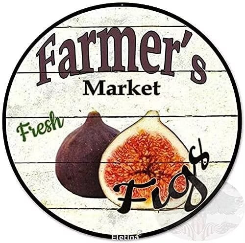 New Rustic Farmhouse Round Metal Sign Farmers Market Fresh Figs Sign ...