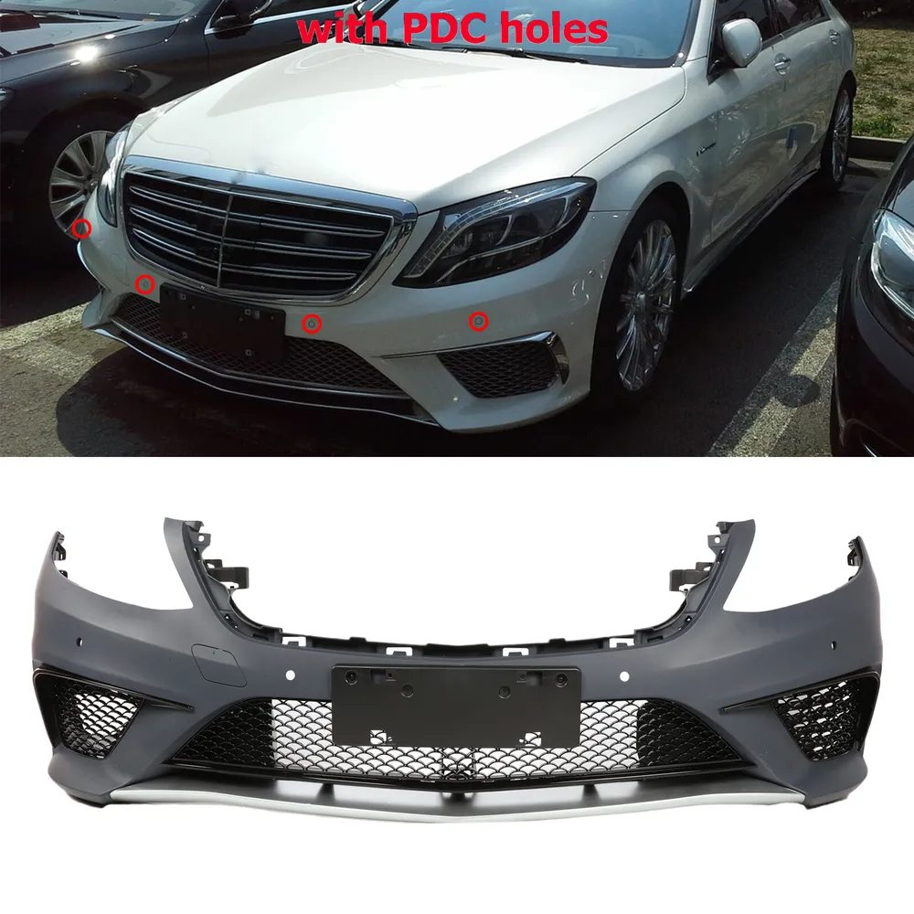 New S63 AMG Style Front Bumper Body Kit W/PDC W/Lip for Benz S-Class ...