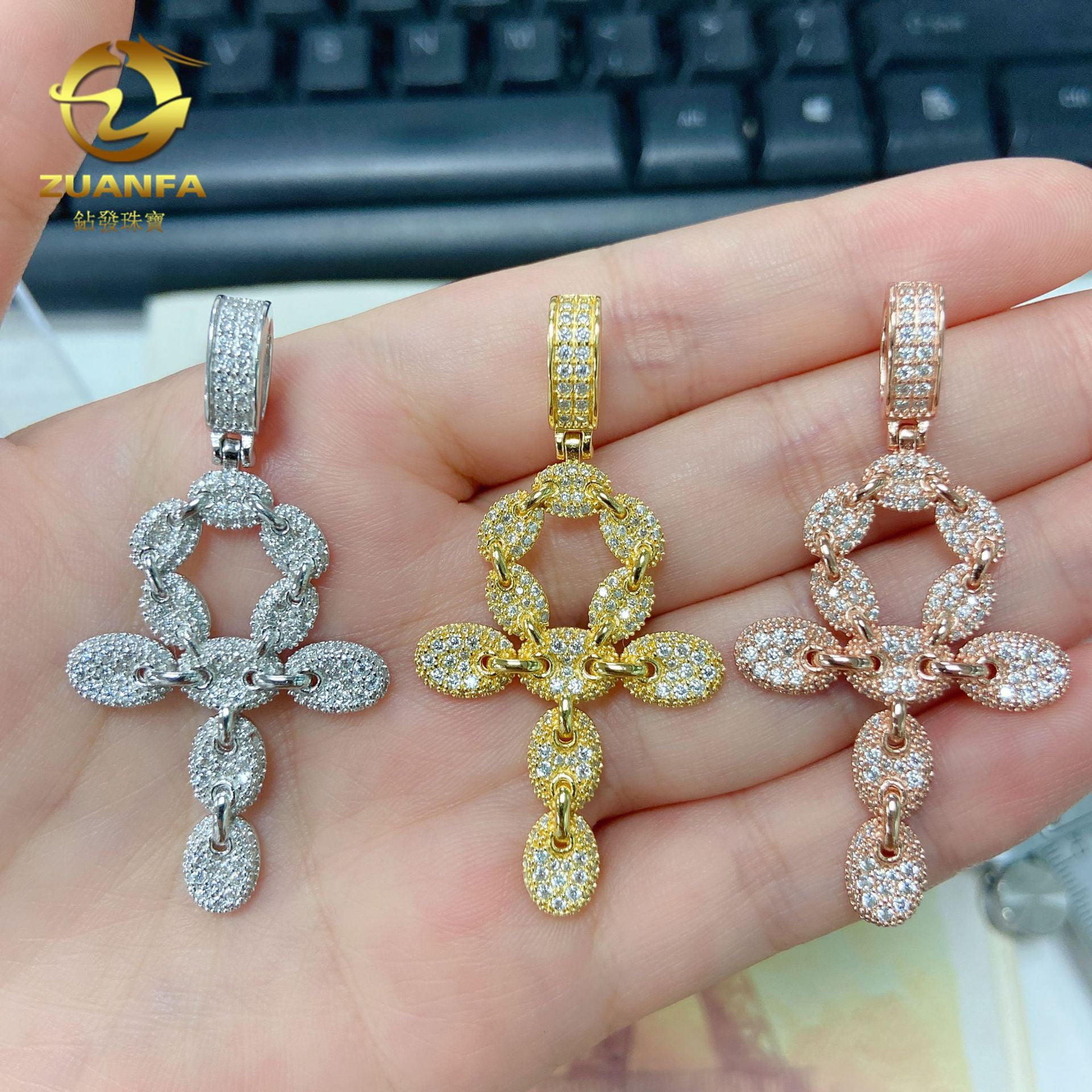 New S925 silver moissanite silver cross necklace hip-hop trend personality pendant - Walmart.com