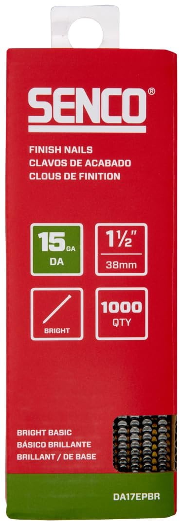 New SENCO DA17EPBR 1-1/2" 15 Gauge Angled Finish Nails, Bright Finish 1,000 Count Pack - Walmart.com