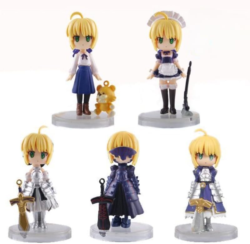 New Saber Figure, ‌5 Sets of Q Version Saber Figurine 5.5cm/2.1inch PVC ...