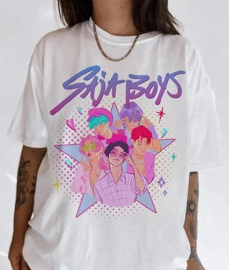 New Saja Boys Boy Band Shirt, Kpop Demon Inspired Movie, Bootleg Retro ...