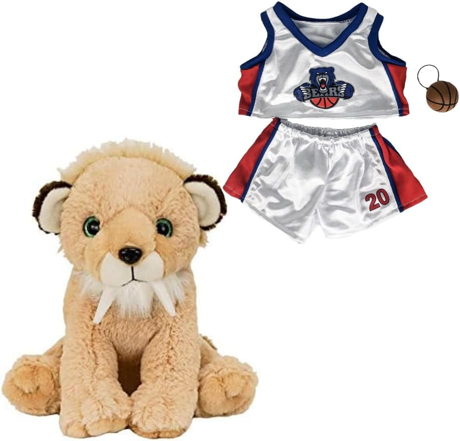 New Sammy the Sabertooth Stuffed Toy and Basketball Uniform - 16" Plush ...