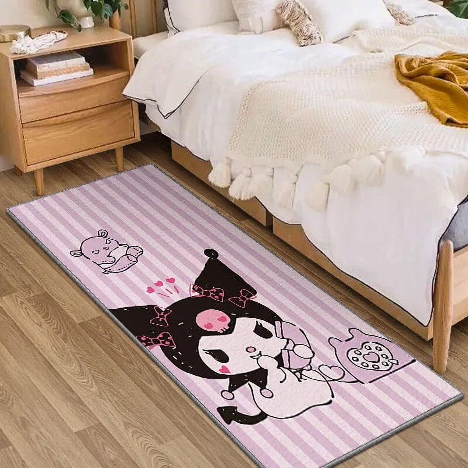 New Sanrio Hello Kitty Carpet Bedroom Long Bed Blanket Kuromi Cute Girl ...
