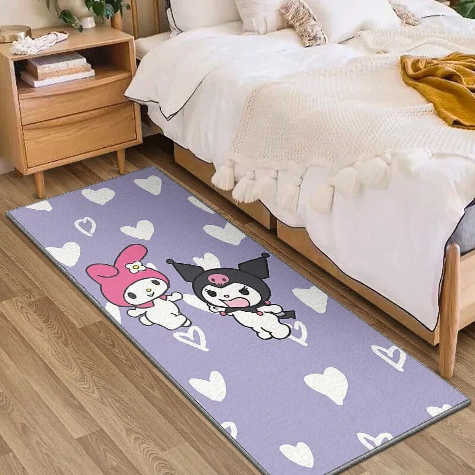 New Sanrio Hello Kitty Carpet Bedroom Long Bed Blanket Kuromi Cute Girl ...