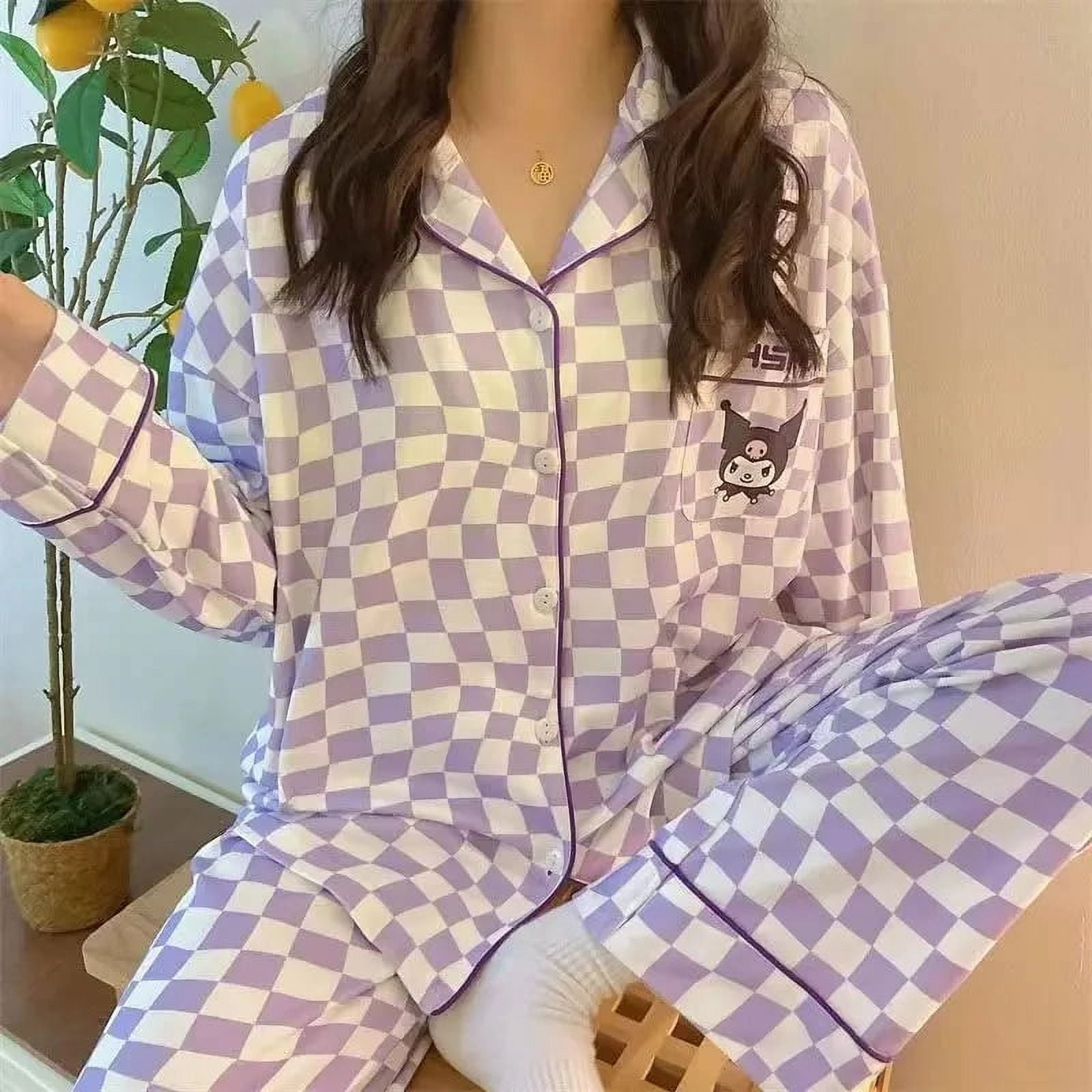 New Sanrio Hello Kitty Pajama Set Cinnamoroll My Melody Kuromi Ladies ...