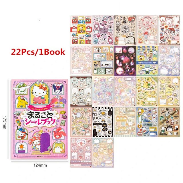 New Sanrio Hello Kitty Sticker Book Melody Cinnamoroll Goo Card Cartoon ...