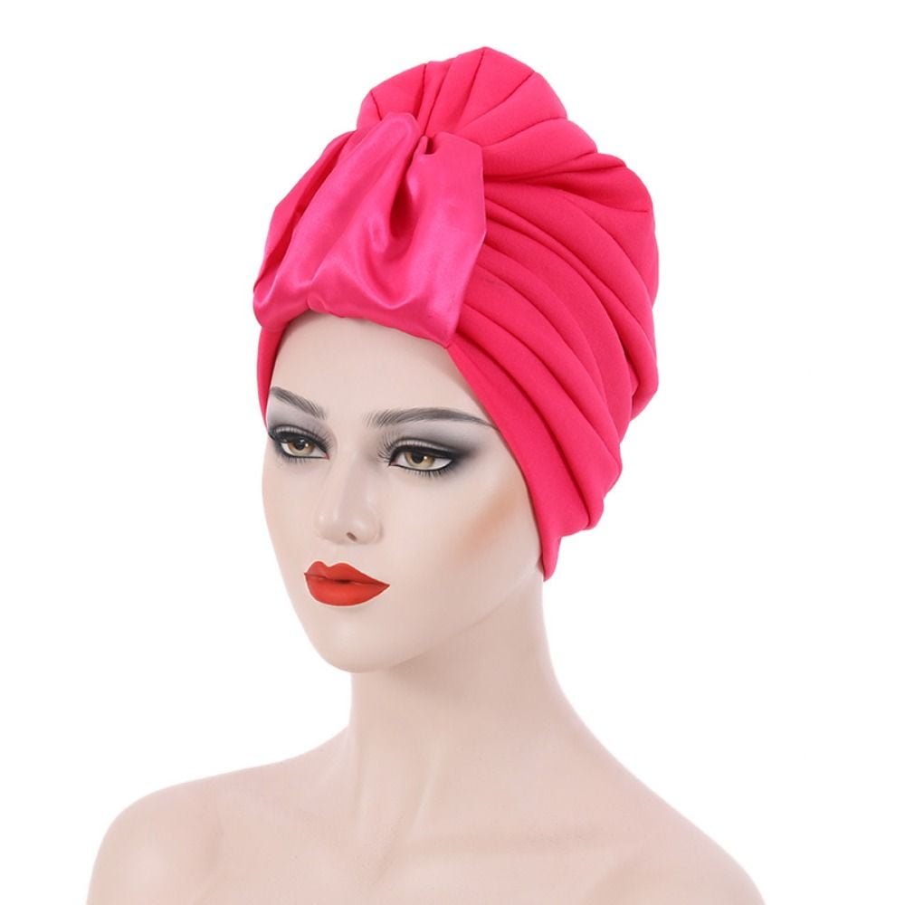 New Satin Loop Headties African Pleated Turban Muslim Hijab Bonnet Hat Headscarf Women Chemo Cap ...