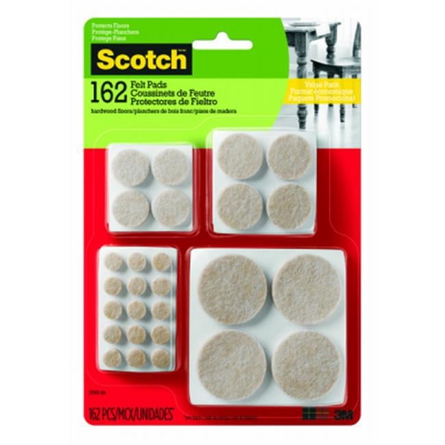 New Scotch SP845-NA Value Pack Felt Pads Round, Assorted, Each ...