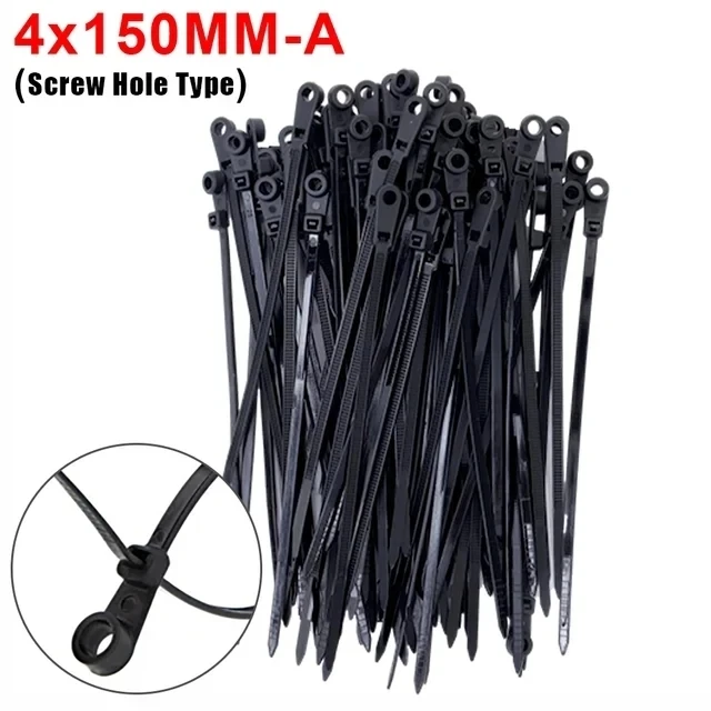 New Screw Hole Nylon Cable Ties Multipurpose Heavy Duty Adjustable Self-locking Cord Ties ...